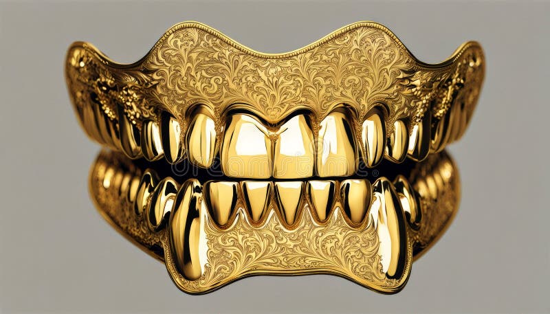 Golden teeth set stock illustration. Illustration of golden - 349454618