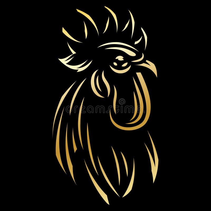 Golden Template for the Logo with Rooster Stock Vector - Illustration ...