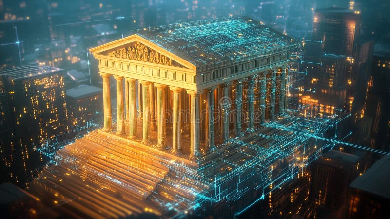 Golden Temple Digital Network Cityscape Future Technology Architecture ...