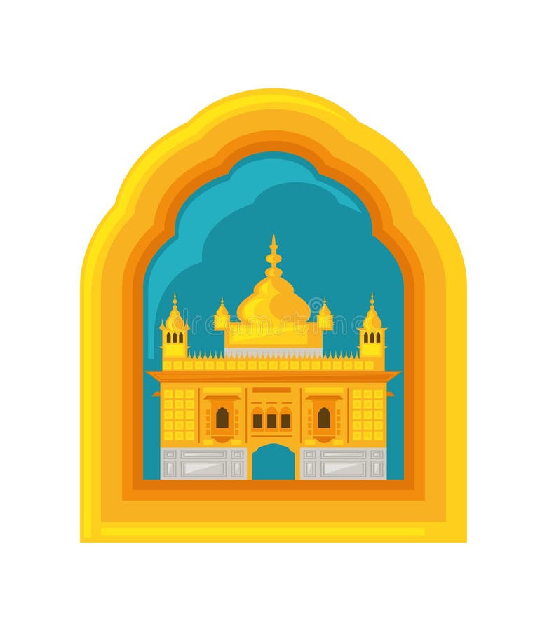 Golden temple in frame stock vector. Illustration of pillar - 347872890