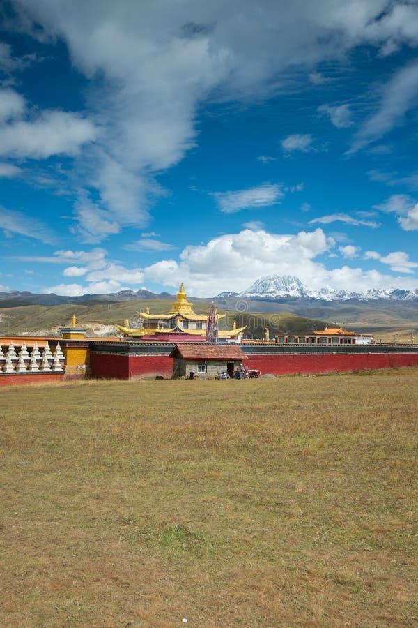 Golden Temple with Snow Mountain Stock Image - Image of china ...