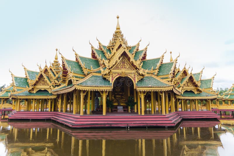 Golden Temple with Stair To Pool Stock Photo - Image of beautiful ...