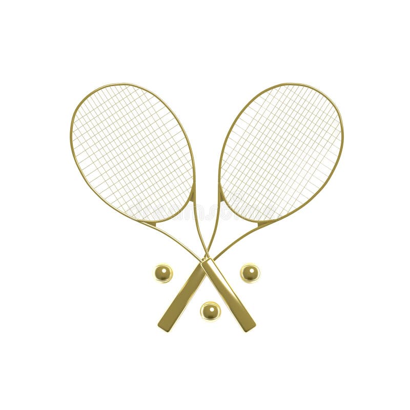 Gold tennis rackets. stock illustration. Illustration of rotate - 20839126