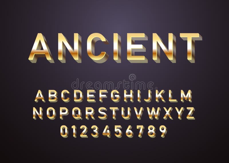 Golden Text Effect. Set of Alphabet and Number with Luxury Gold Look ...