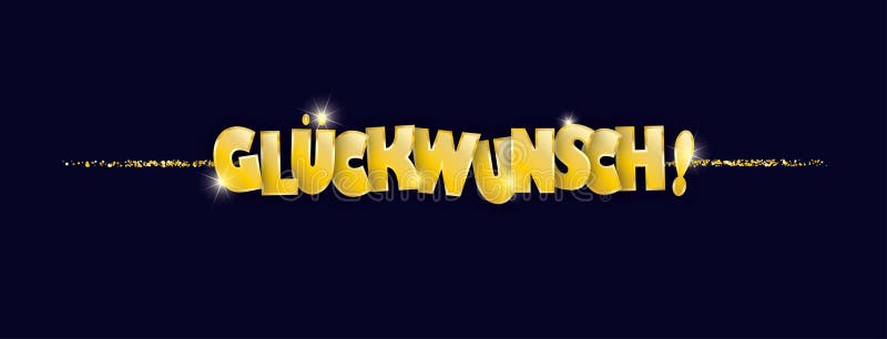Golden Text Glueckwunsch Dark Blue Header Stock Vector - Illustration ...