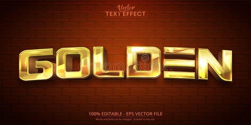 Golden Text, Shiny Gold Color Style Editable Text Effect Stock Vector ...