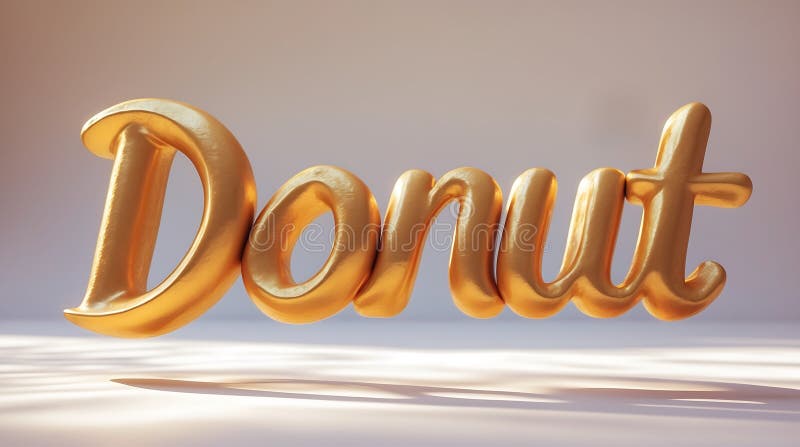 Golden Text Spelling Out the Word Donut with Smooth, Glossy Finish on a ...