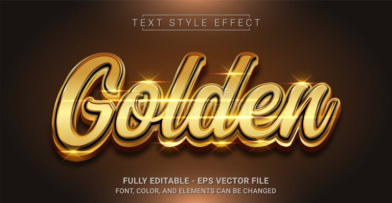 Golden Text Style Effect. Editable Graphic Text Template Stock Vector ...
