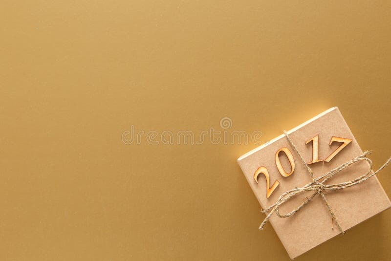 Golden Texture for Christmas with Gift Box, New Year 2017 Stock Photo ...