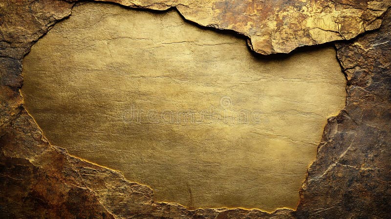 A Golden Textured Center Framed by Broken and Layered Stone Stock Photo ...