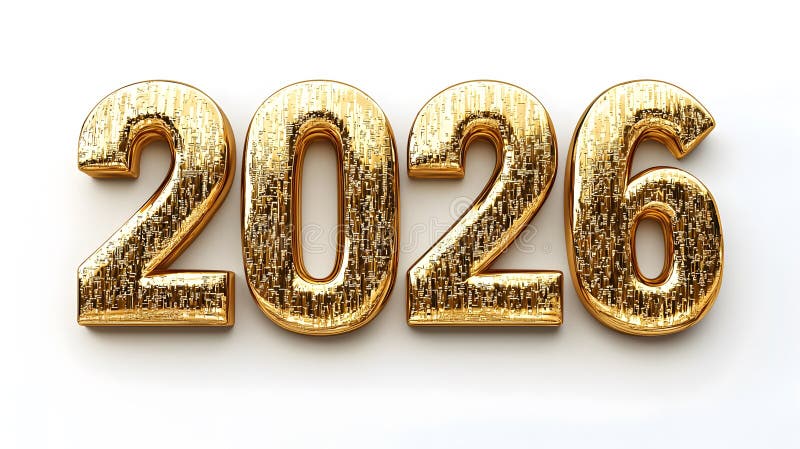 Golden 2026 with a Textured Finish on a Plain Background for ...