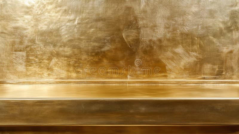 Golden Textured Wall with a Horizontal Shelf Stock Illustration ...