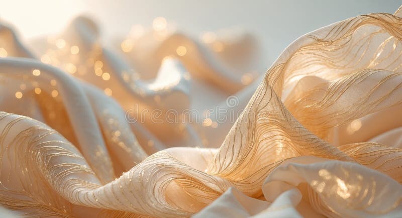 Golden Textures Abstract Flowing Fabric Impressionist Warm Light ...