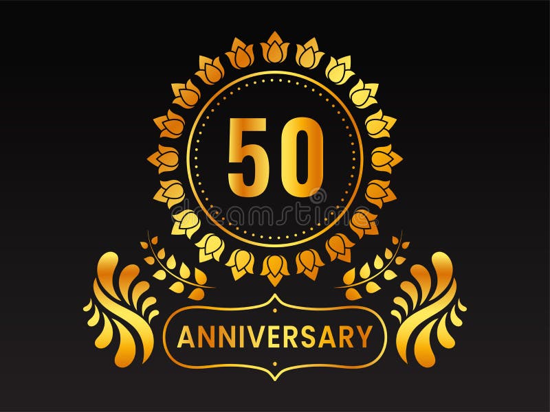 Golden 50th Birthday Celebration Stock Illustration - Illustration of ...