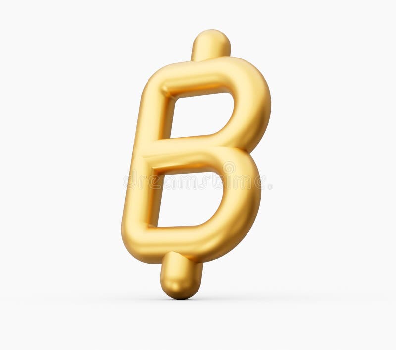Golden Thai Baht Sign Isolated on White Background 3d Illustration ...