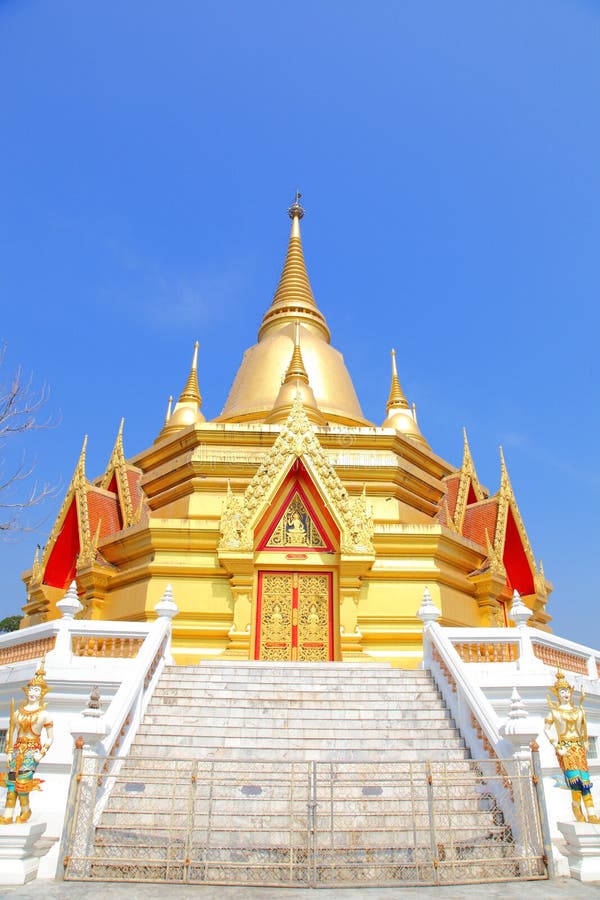 Golden thai pagoda stock image. Image of brick, culture - 24003181