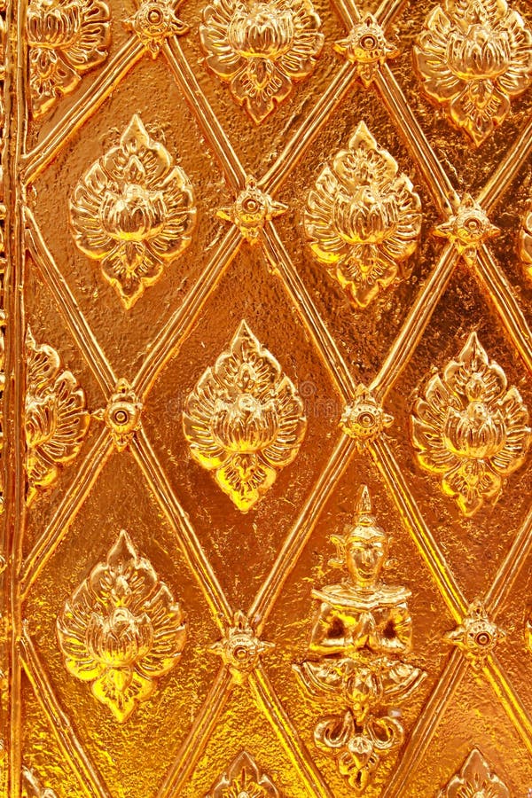 Golden Thai Pattern Design on Temple Wall . Stock Image - Image of ...