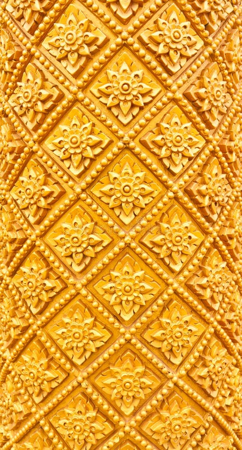 Golden Thai pattern pillar stock image. Image of grunge - 20396347