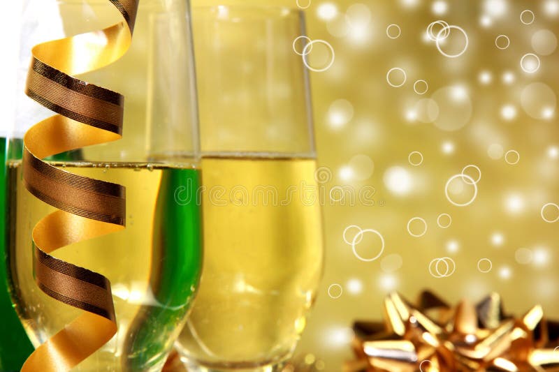 Golden Theme of Celebration Stock Photo - Image of liquid, bottle: 17152744