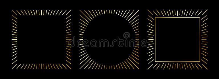 Golden Thin Frames Set. Gold Square Borders in Art Deco Style Stock ...