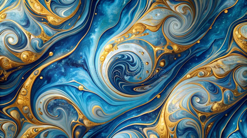 The Golden Threads a Blue and Gold Marble Weaving of Destiny Generative ...