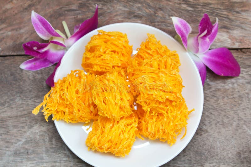 Golden Threads, Thai Dessert. Stock Photo - Image of colorful, gourmet ...