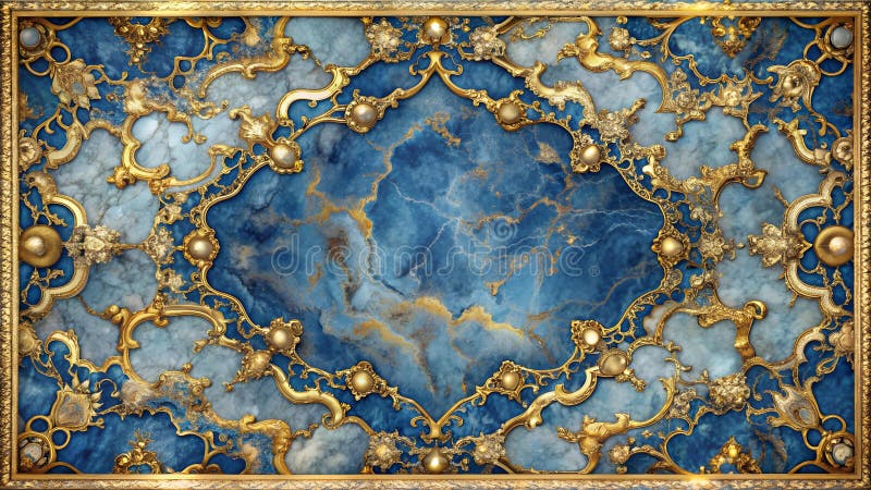 Golden Threads Woven into a Blue Tapestry a Marble Masterpiece AI ...