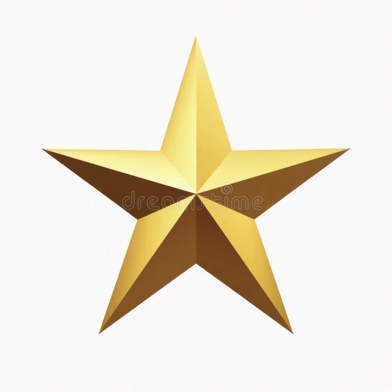 A Golden, Three-dimensional Star with Symmetrical Points is Depicted ...