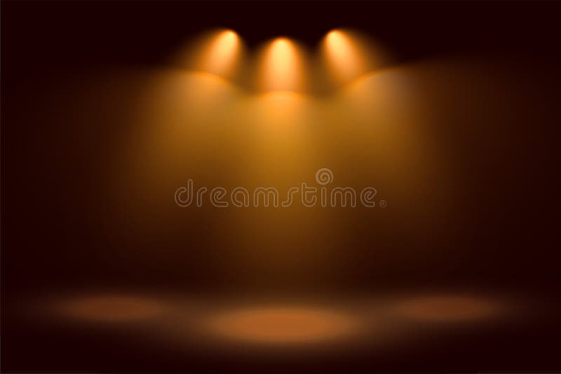 Golden Three Spotlights and Stage Background Design Stock Vector ...