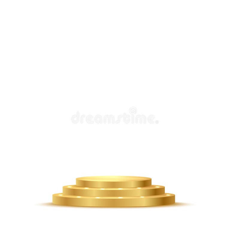 Golden Three Step Podium Isolated on White Background. Vector Design ...