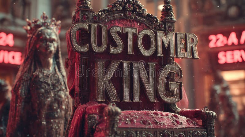 Golden Throne Adorned with the Phrase Customer is King in a Grand ...