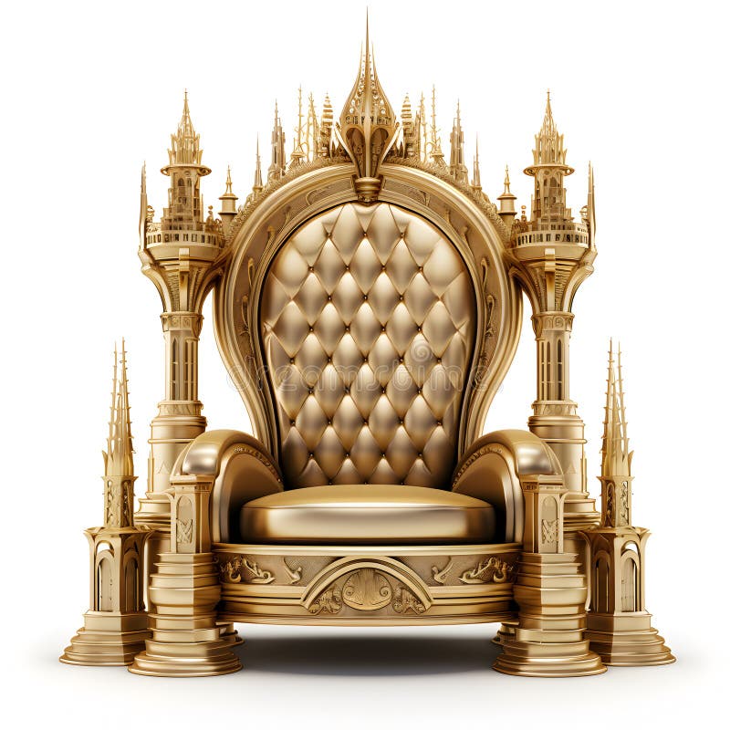 Golden Throne on White Background. a Royal Coronation Throne Fit for an ...