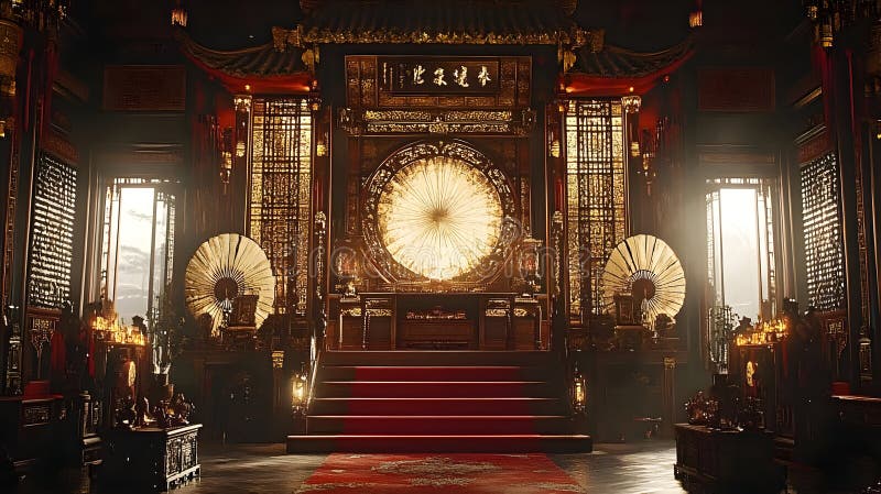 Golden Throne Room Interior Design Illustration Stock Illustration ...