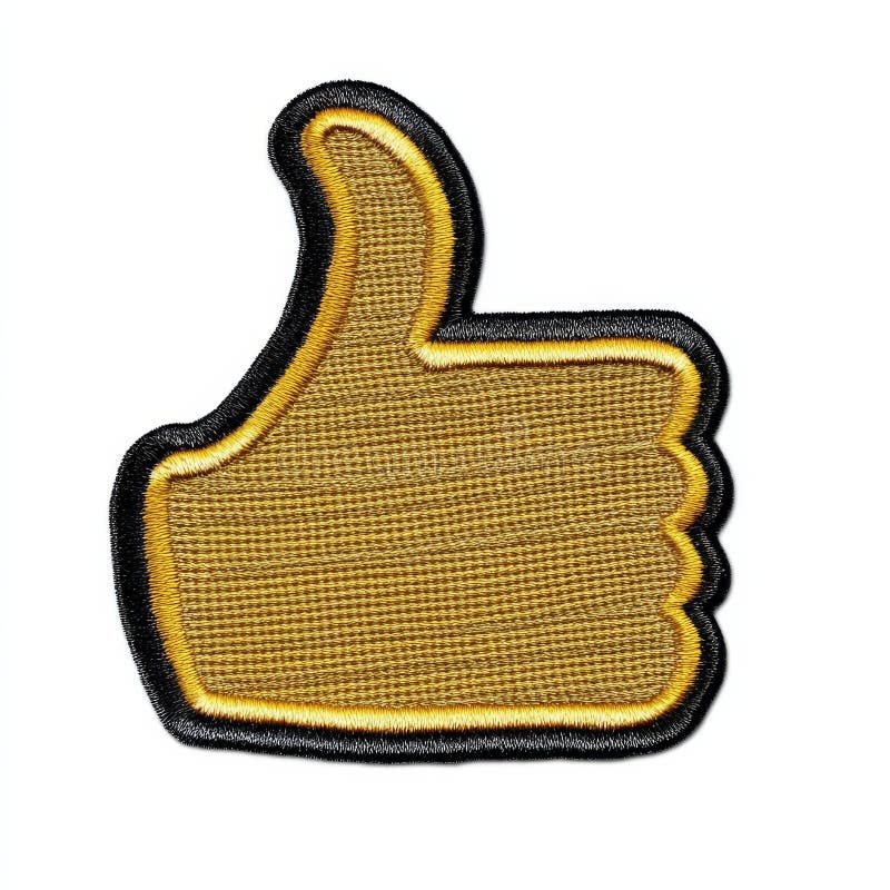 Golden Thumbs Up Patch Isolated on White Background, Embroidery, Applique Stock Illustration ...