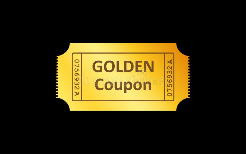 Golden Ticket Icon on Black Background. Vector Illustration. Stock ...