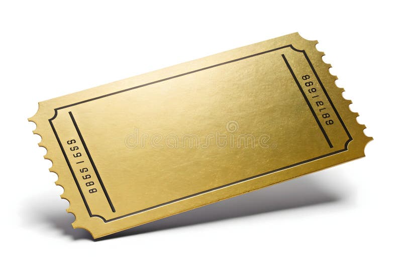 Golden Ticket with Perforated Edges and Black Number Code in Elegant ...