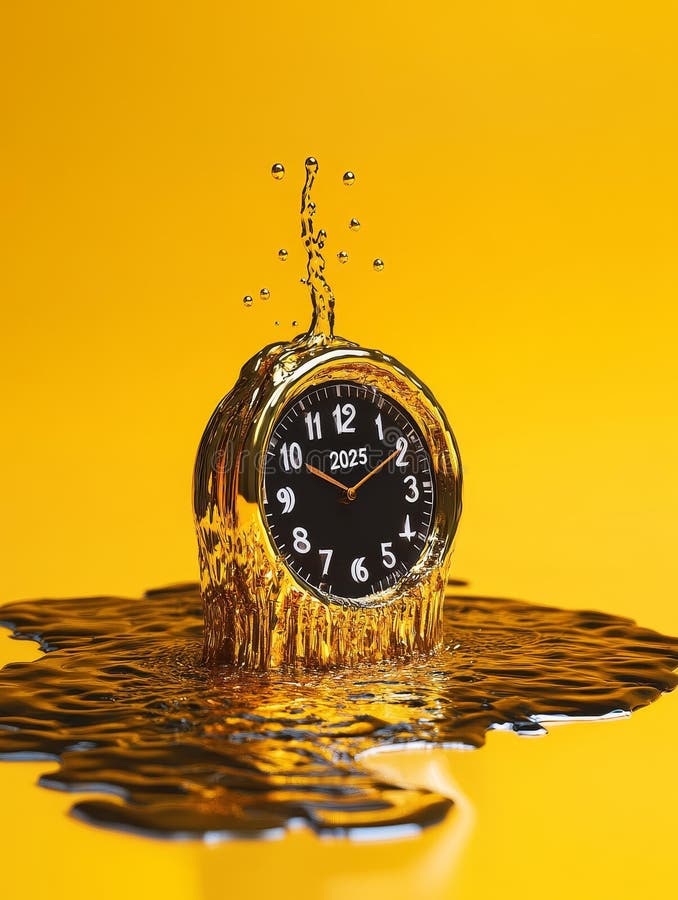 Golden Time Meltdown Liquid Gold Clock Time 2025 Wealth Future ...