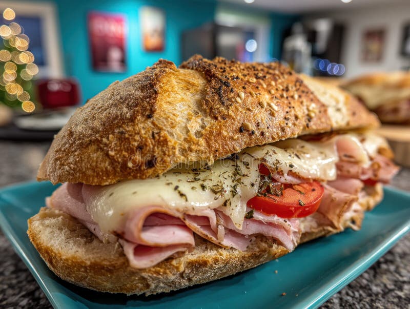 A Golden Toasted Ham and Cheese Sandwich Stock Image - Image of ...