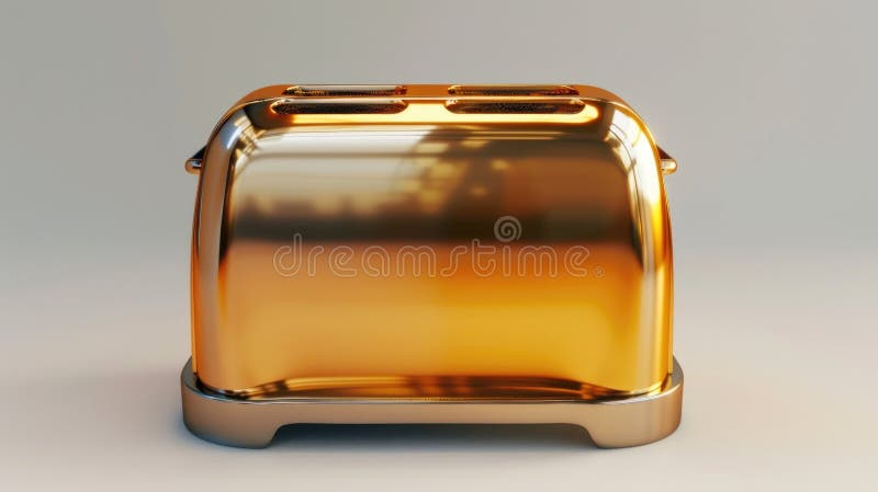 A Golden Toaster Sits on a Table, Ready for Use Stock Photo - Image of ...