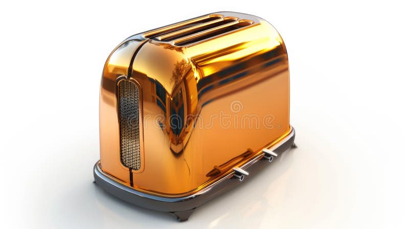 A Golden Toaster Sitting on a White Surface, Perfect for Use in Kitchen ...