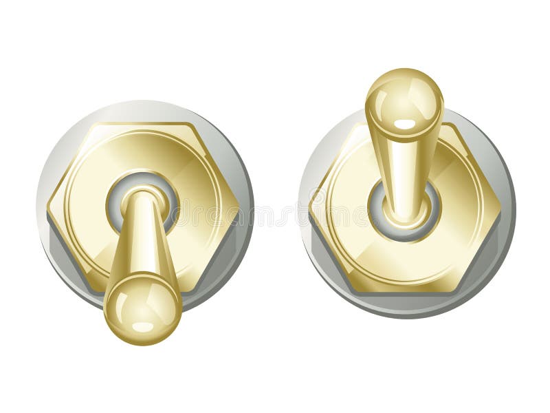 Golden Toggle Switch Button Stock Vector - Illustration of metal, white ...