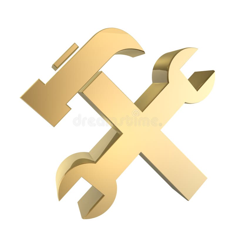 Golden tools stock illustration. Illustration of gold, forkwrench - 694834