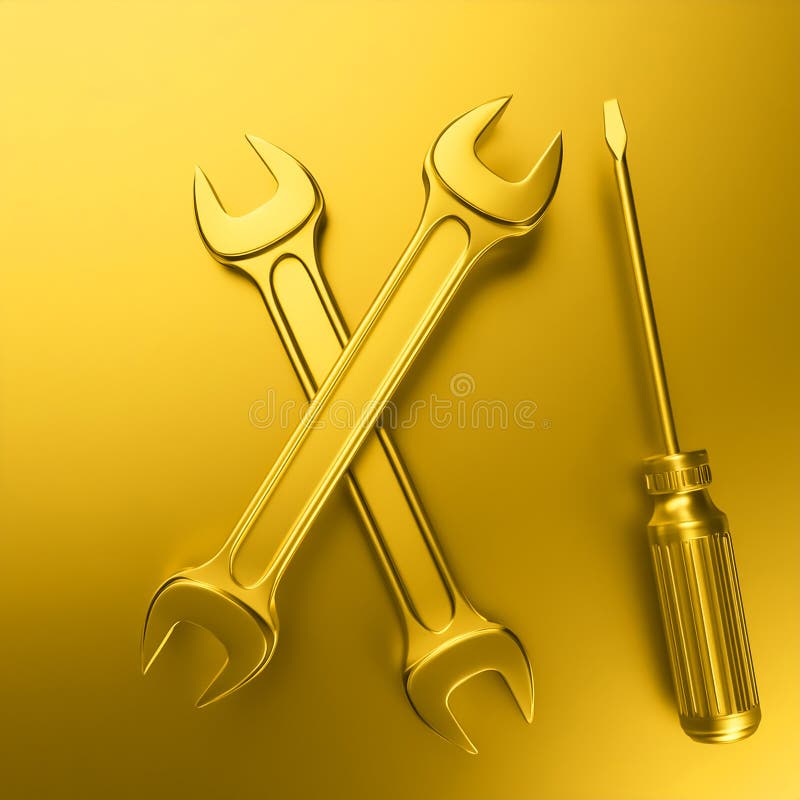 Golden tools stock illustration. Illustration of spanner - 326453690