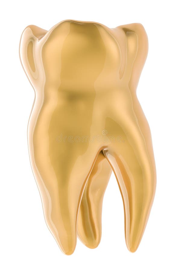 Golden Tooth Crown Cartoon Character Stands Smiling Showing Peace Hand ...