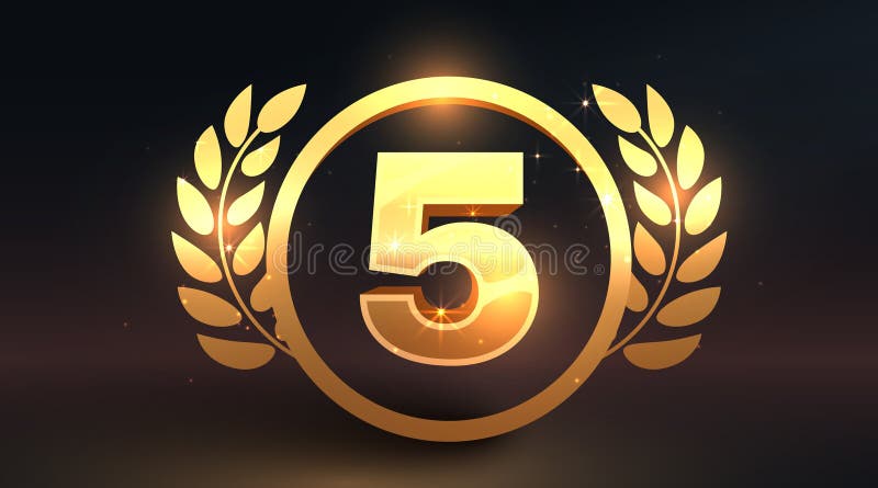 Golden Top Five Sign. Number 5. Top 5 Stock Vector - Illustration of ...