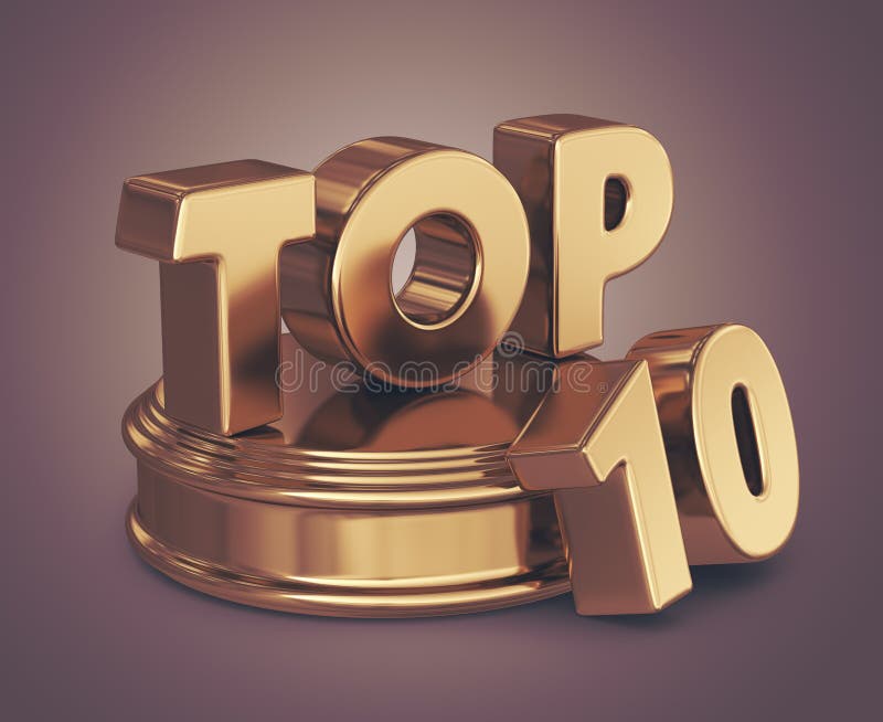Golden top 10 list 3D stock illustration. Illustration of yellow - 59980975