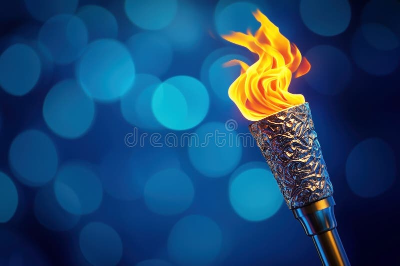 Golden Torch with Flame Ai Photo Stock Illustration - Illustration of ...