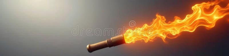 Golden Torch, Vibrant Flame, Grey Gradient Background, Burning, Graphic ...