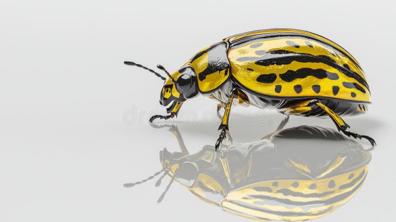 Golden Tortoise Beetle Glimmers Under Soft Light As it Moves Gracefully ...