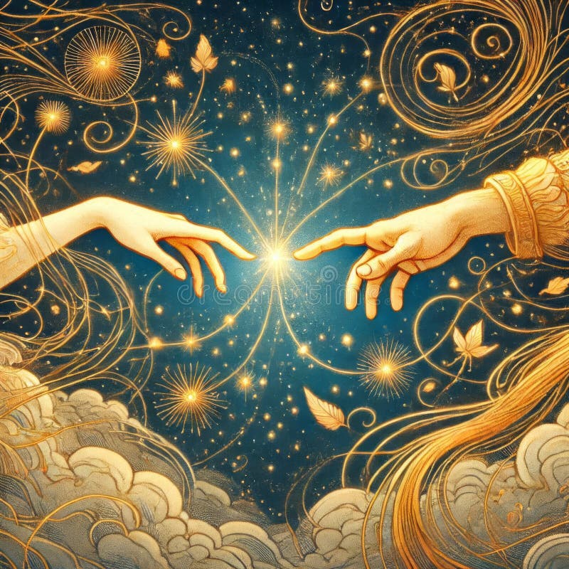 Golden Touch and Celestial Beauty Stock Illustration - Illustration of ...